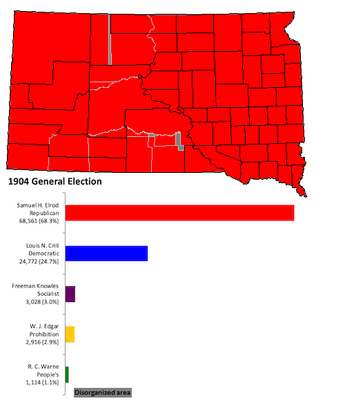 Maps of general election for governor, by county – SoDak Governors